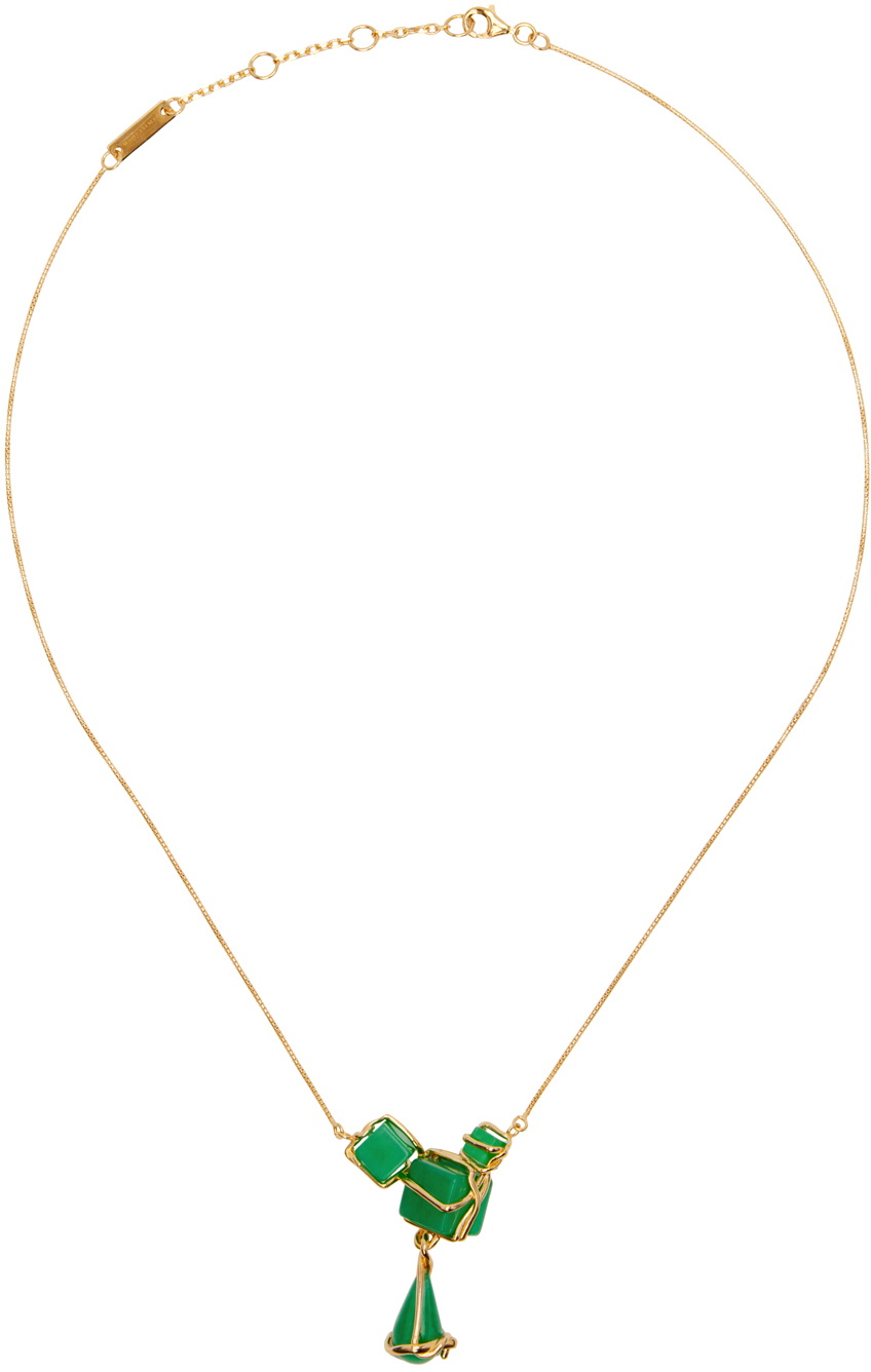 Bottega Veneta Gold Block Necklace Bottega Veneta