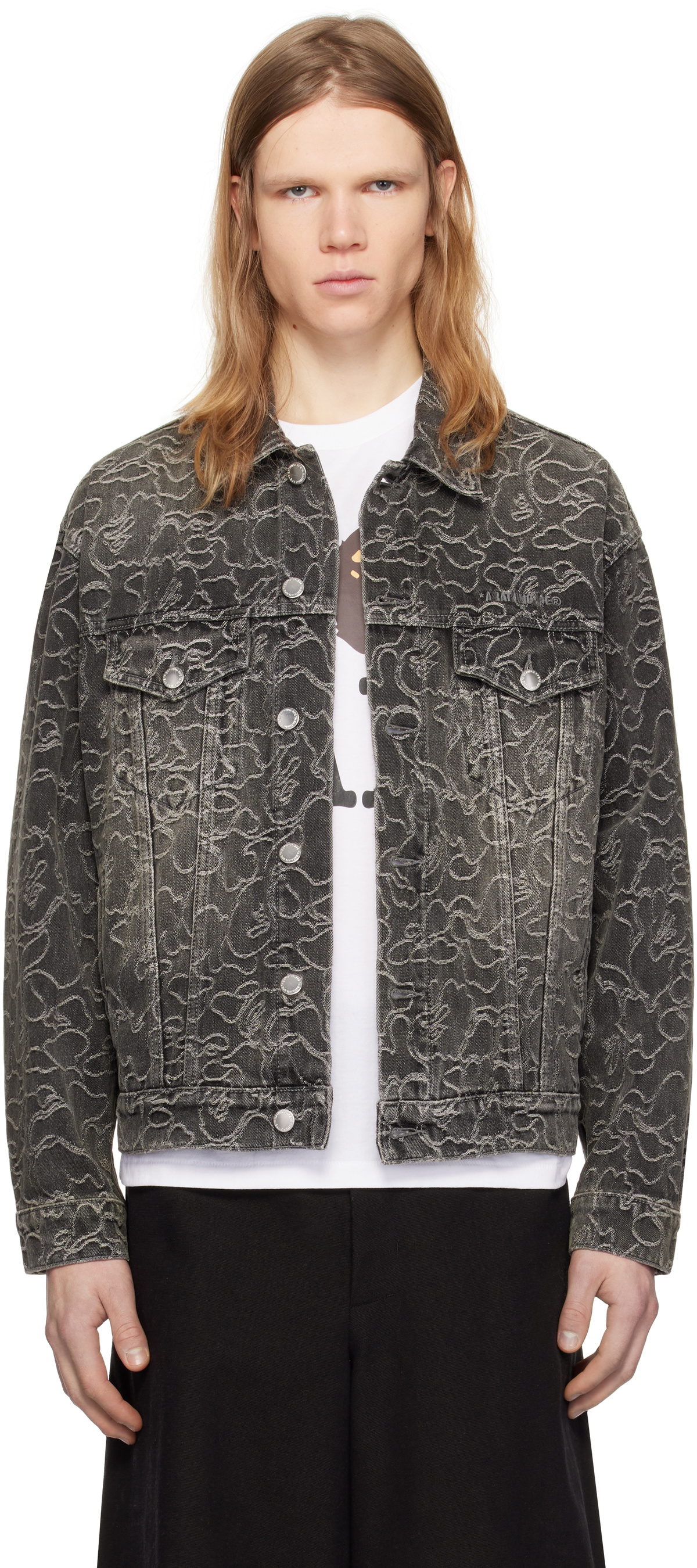 BAPE Black Line Camo Jacquard Denim Jacket A Bathing Ape