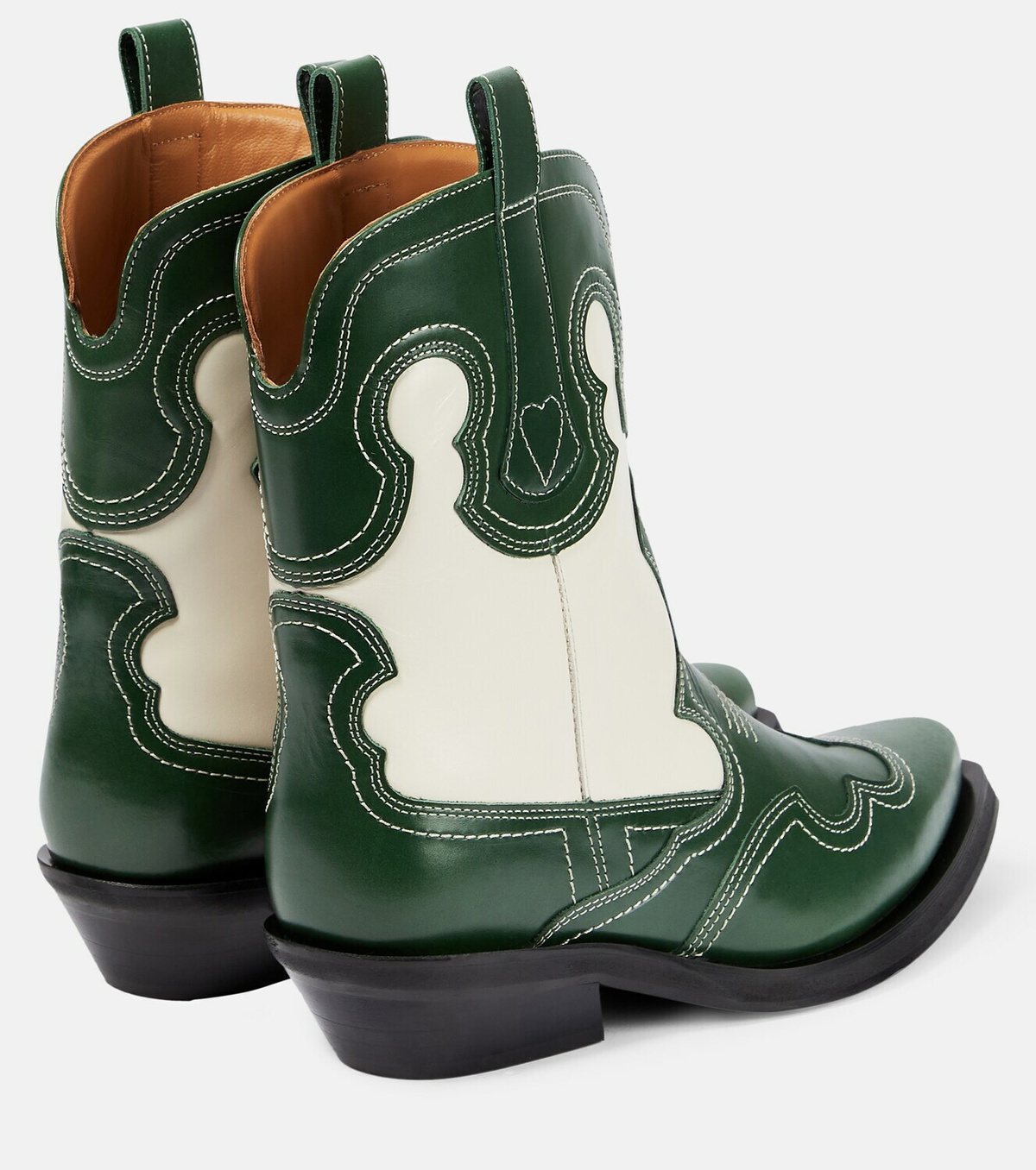 Ganni - Embroidered leather cowboy boots GANNI