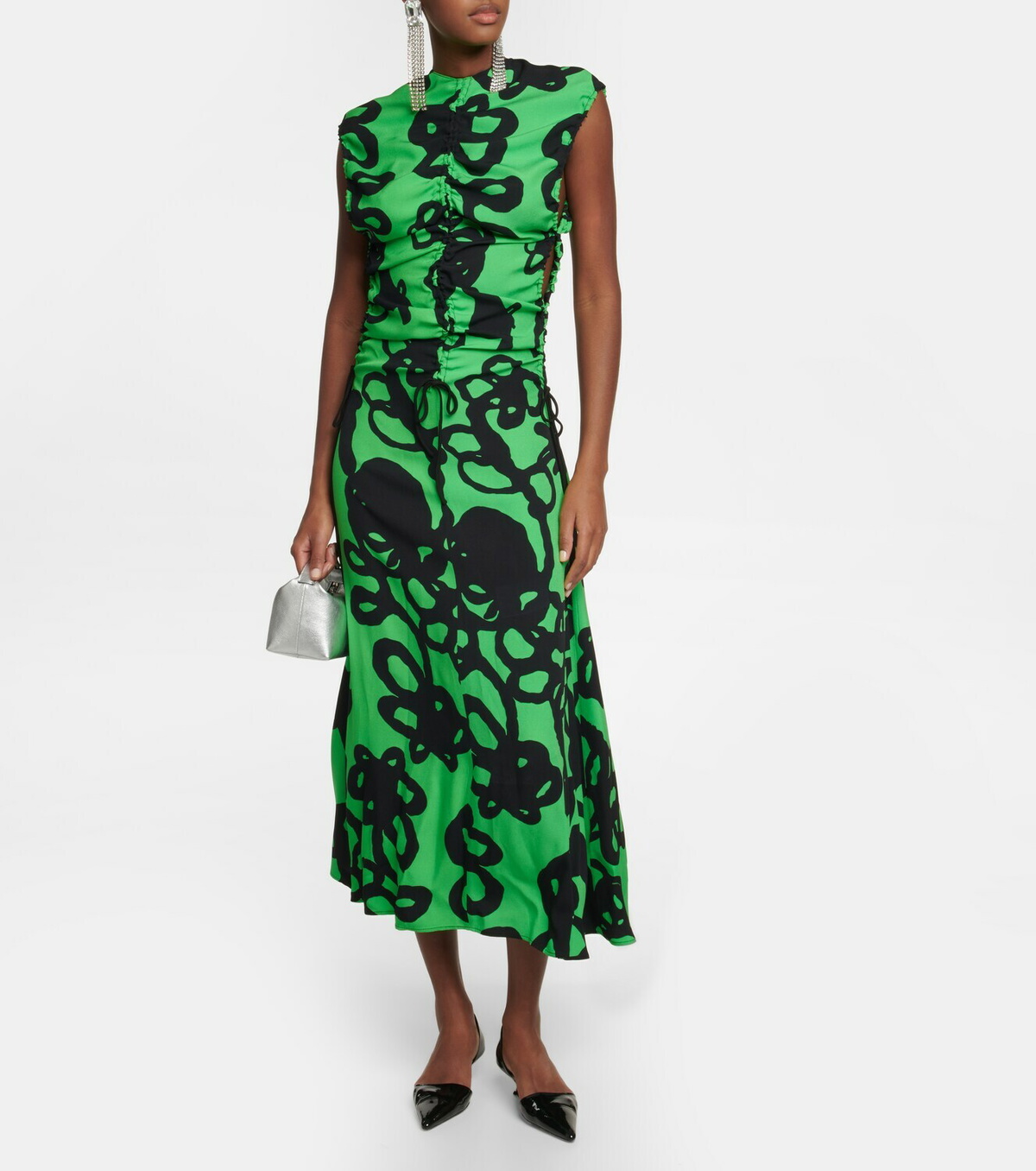 Christopher Kane - Printed ruched jersey midi dress Christopher Kane