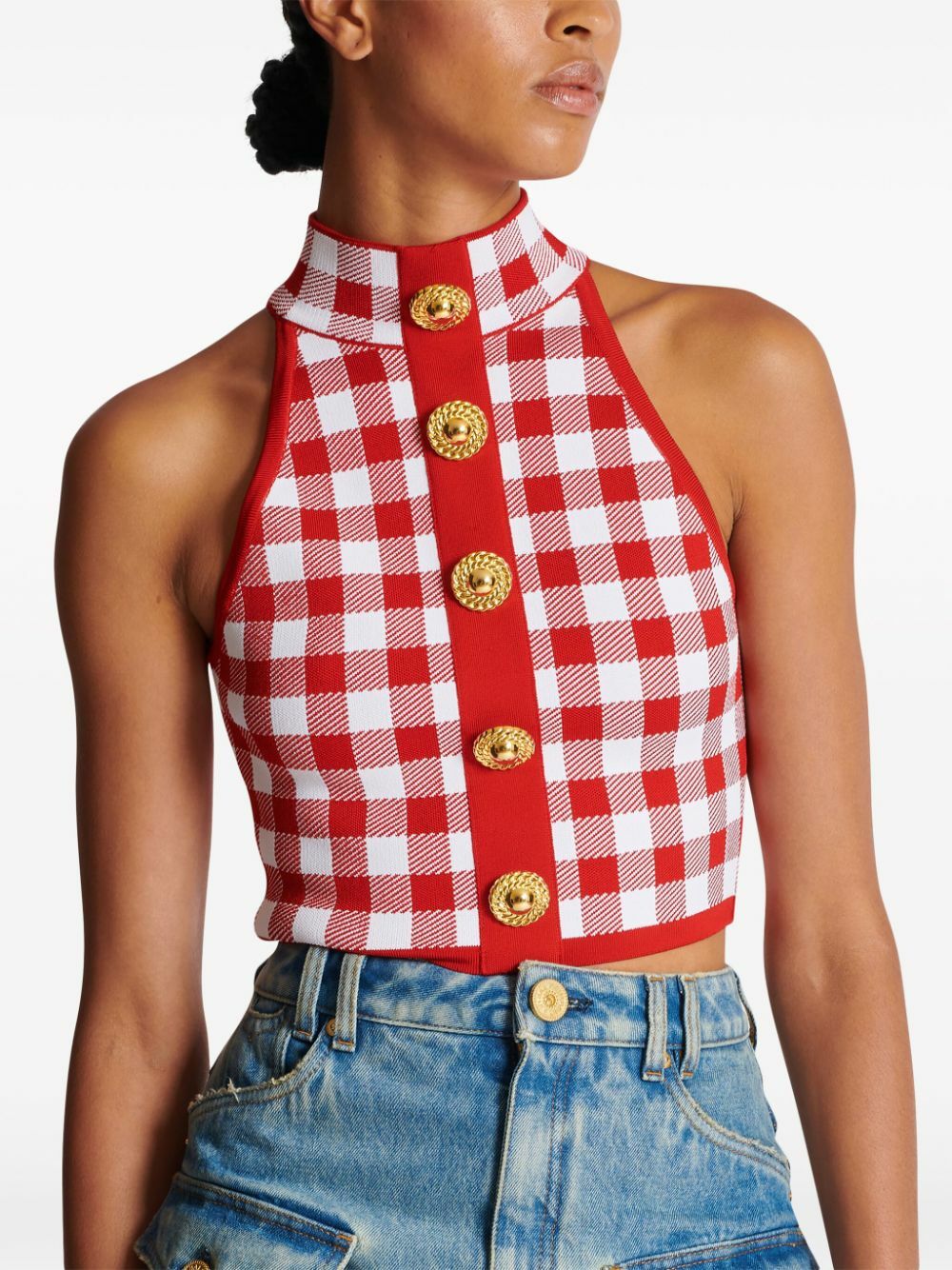 BALMAIN - Vichy Cropped Top Balmain