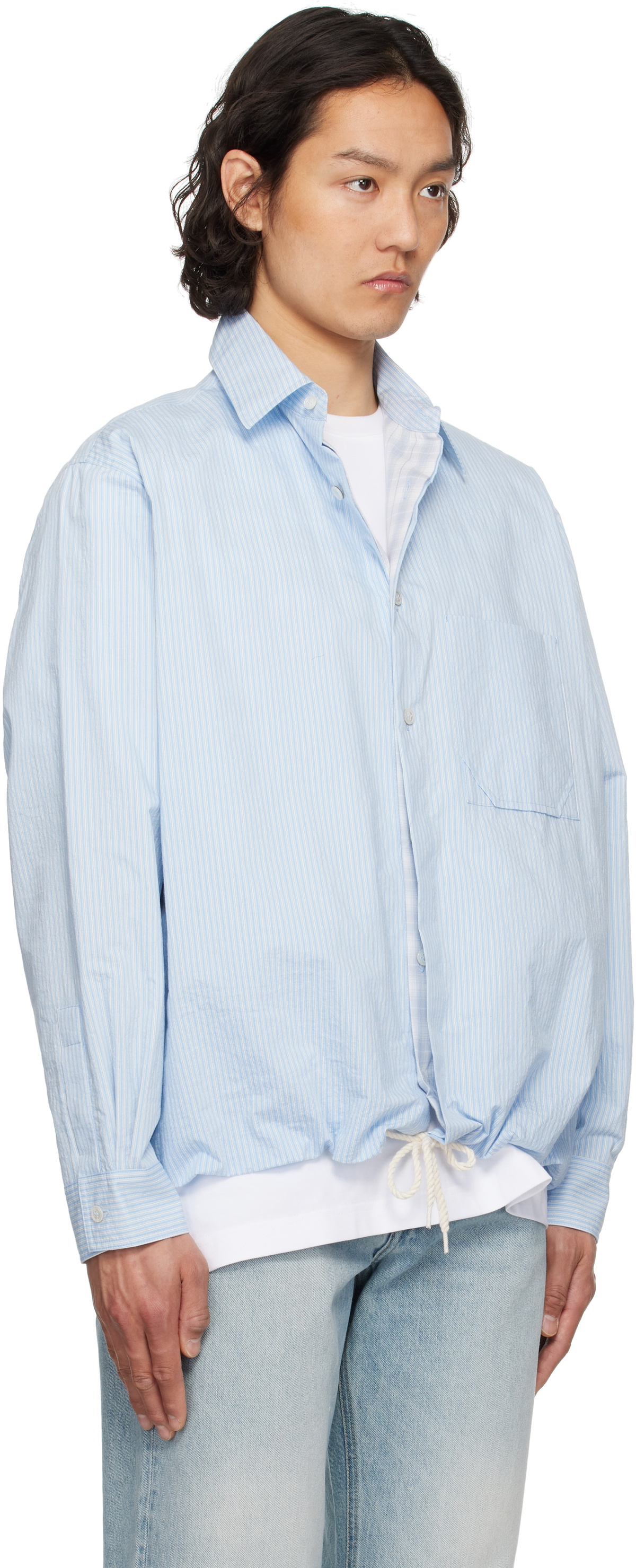 Solid Homme Blue Stripe Overshirt Solid Homme