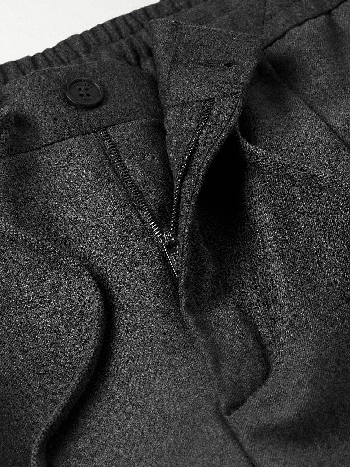 Incotex - Venezia 1951 Tapered Pleated Brushed Virgin Wool-Twill Drawstring Trousers - Gray Incotex