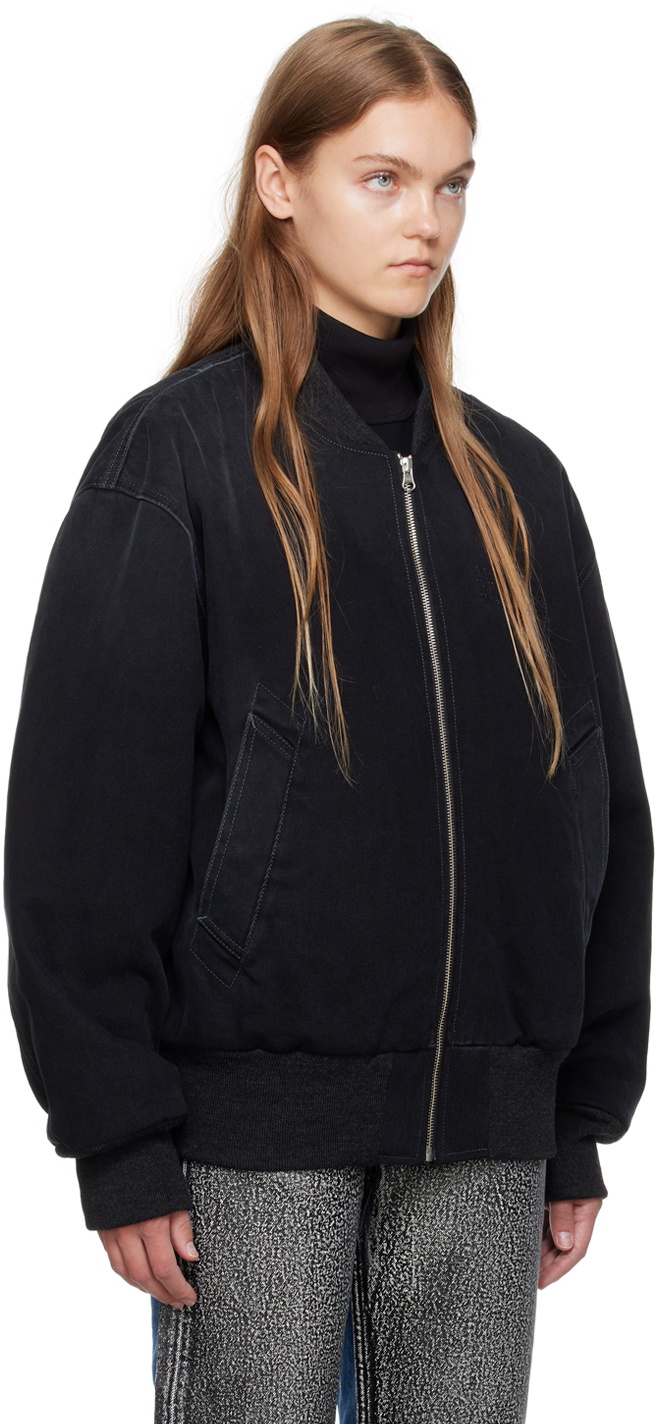 MM6 Maison Margiela Black Zip Denim Bomber Jacket MM6 Maison Margiela