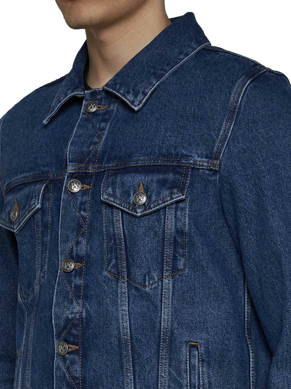 Palm Angels Denim Jacket With Monogram Detail Palm Angels