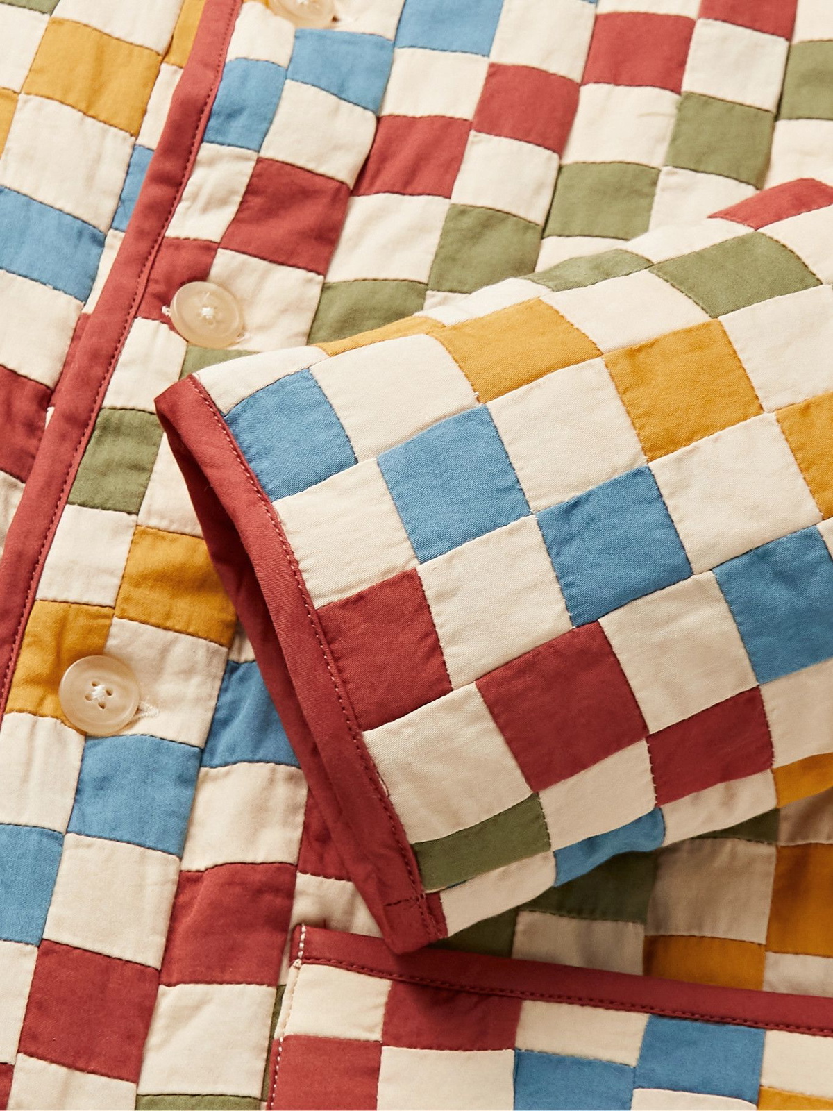 BODE - Stamp Checked Patchwork Cotton Chore Jacket - Multi Bode