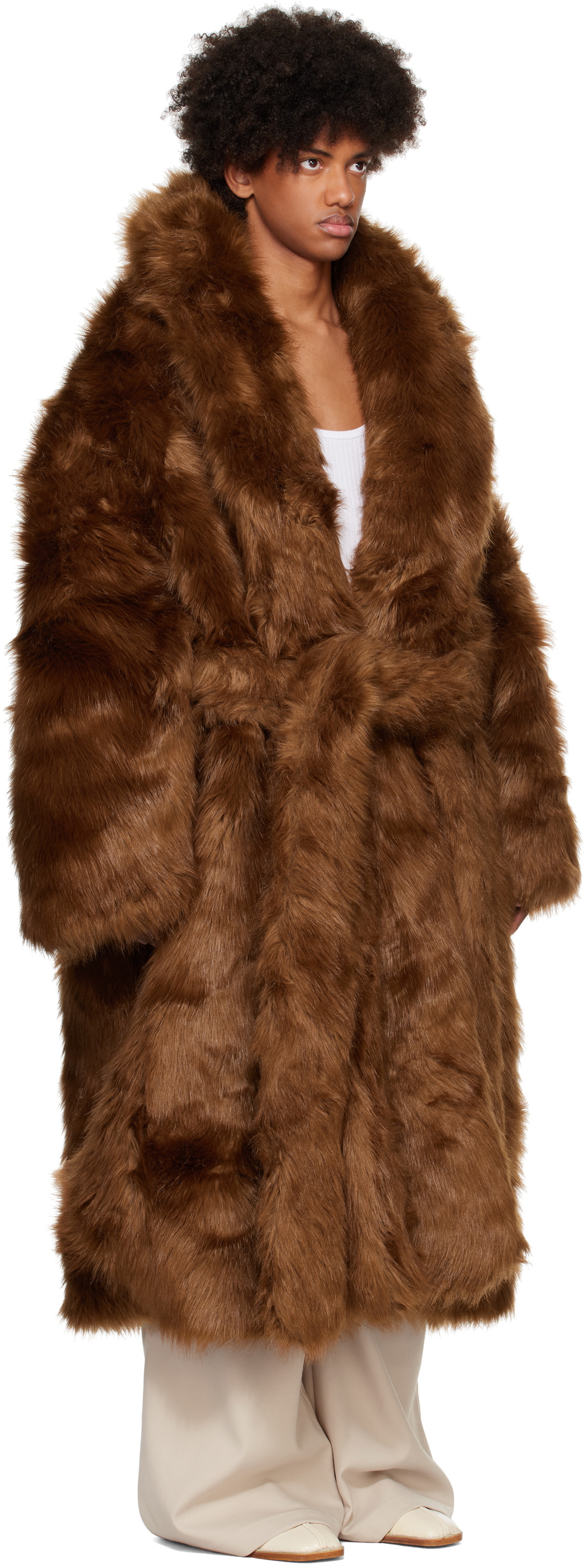 Entire Studios Brown Vast Faux Fur Coat Entire Studios