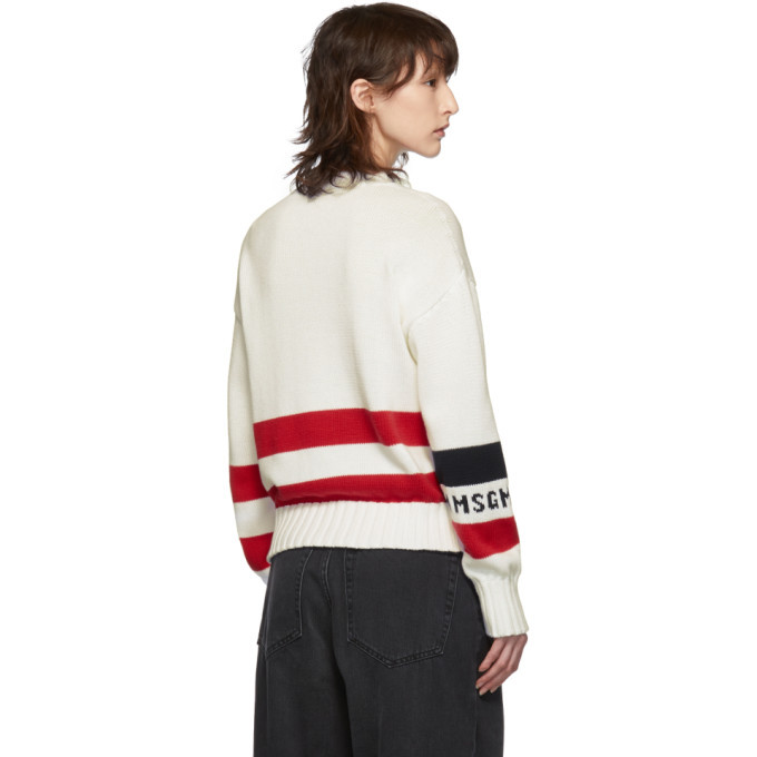 MSGM White and Red Stars Sweater MSGM