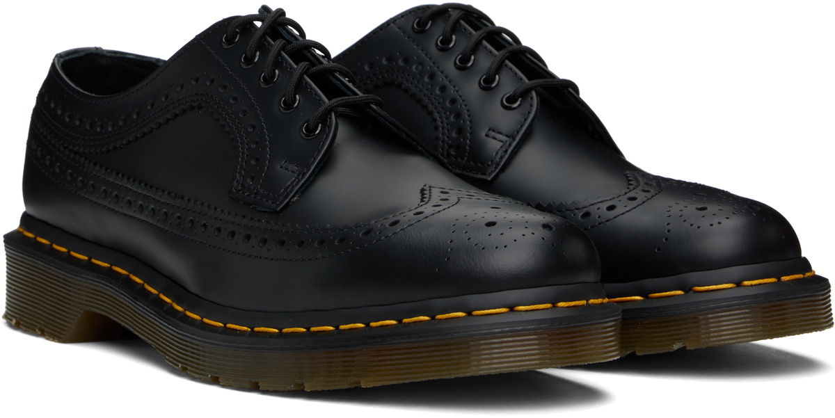 Dr. Martens Black 3989 Yellow Stitch Smooth Leather Brogues Dr. Martens