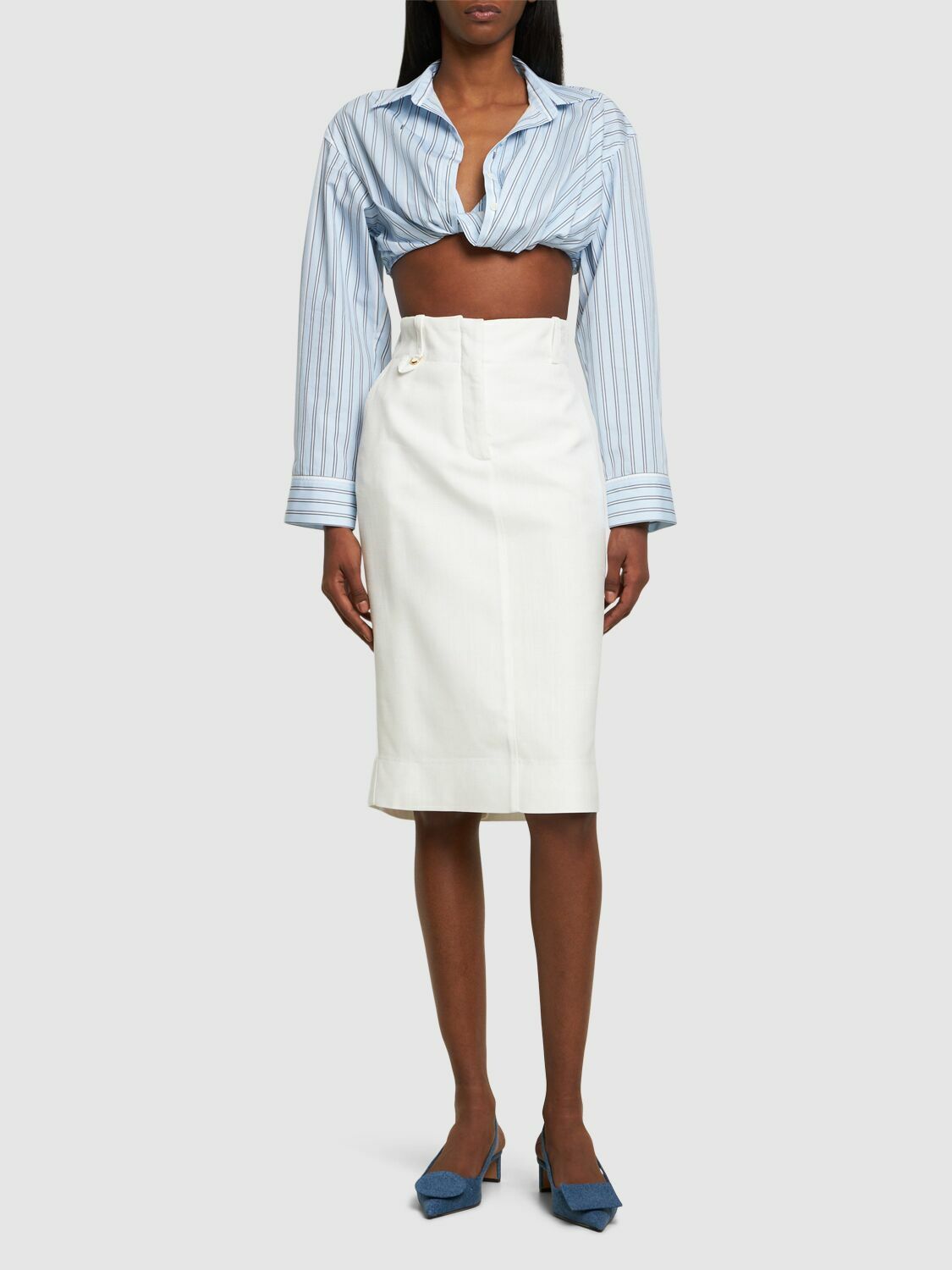 JACQUEMUS - La Jupe Midi Bari Viscose Midi Skirt Jacquemus