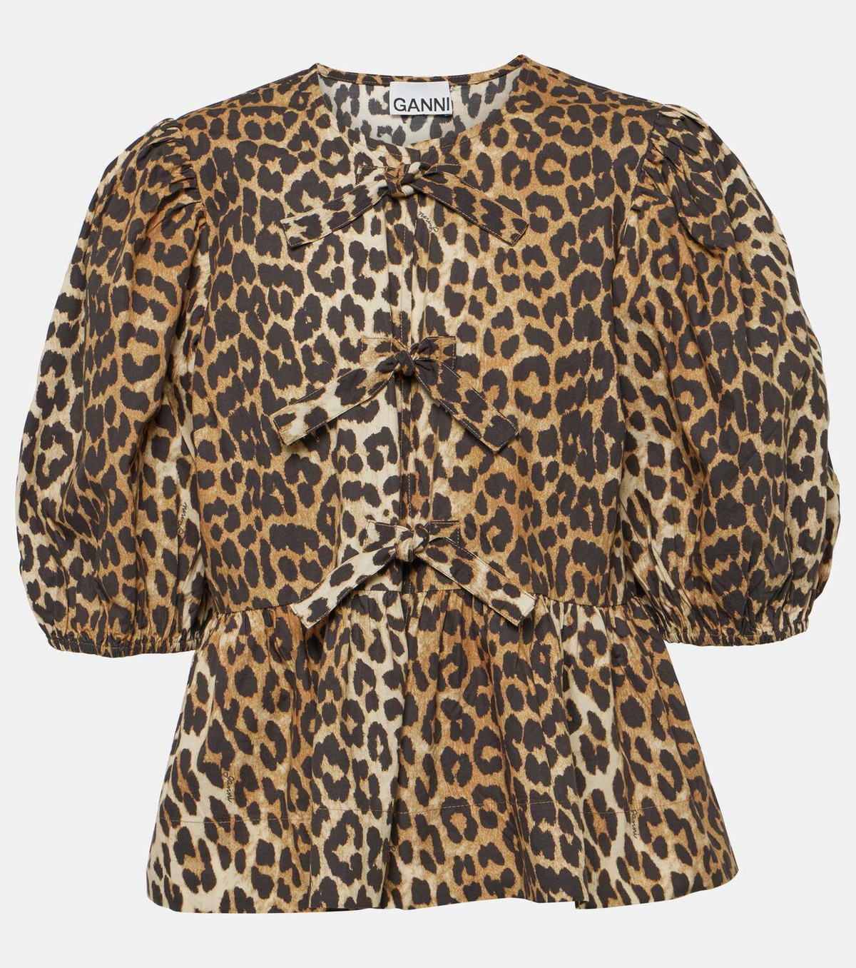 Ganni Leopard-print cotton poplin blouse GANNI