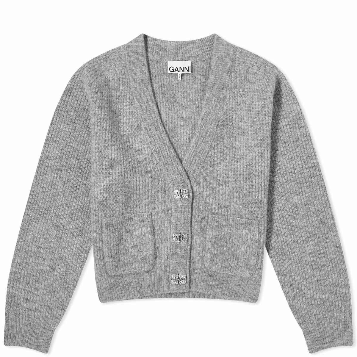 GANNI Women's Soft Wool Cardigan in Paloma Melange GANNI