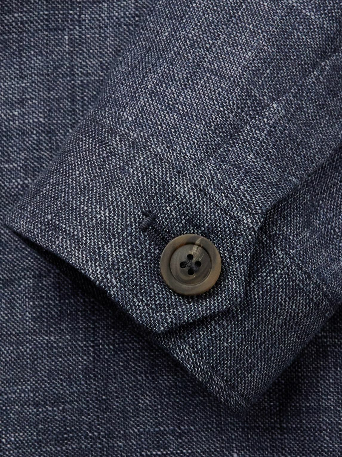 Canali - Camp-Collar Linen and Wool-Blend Overshirt - Blue Canali