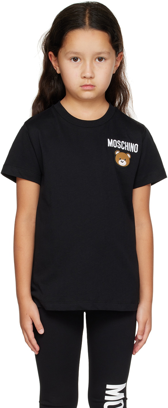 Moschino Kids Black Teddy Patch T-Shirt Moschino