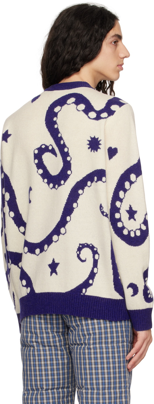 Charles Jeffrey Loverboy Blue & White Kraken Sweater Charles Jeffrey ...
