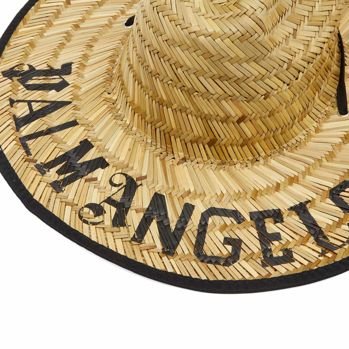 Palm Angels Women's Rafia Logo Bucket Hat in Beige/Black Palm Angels