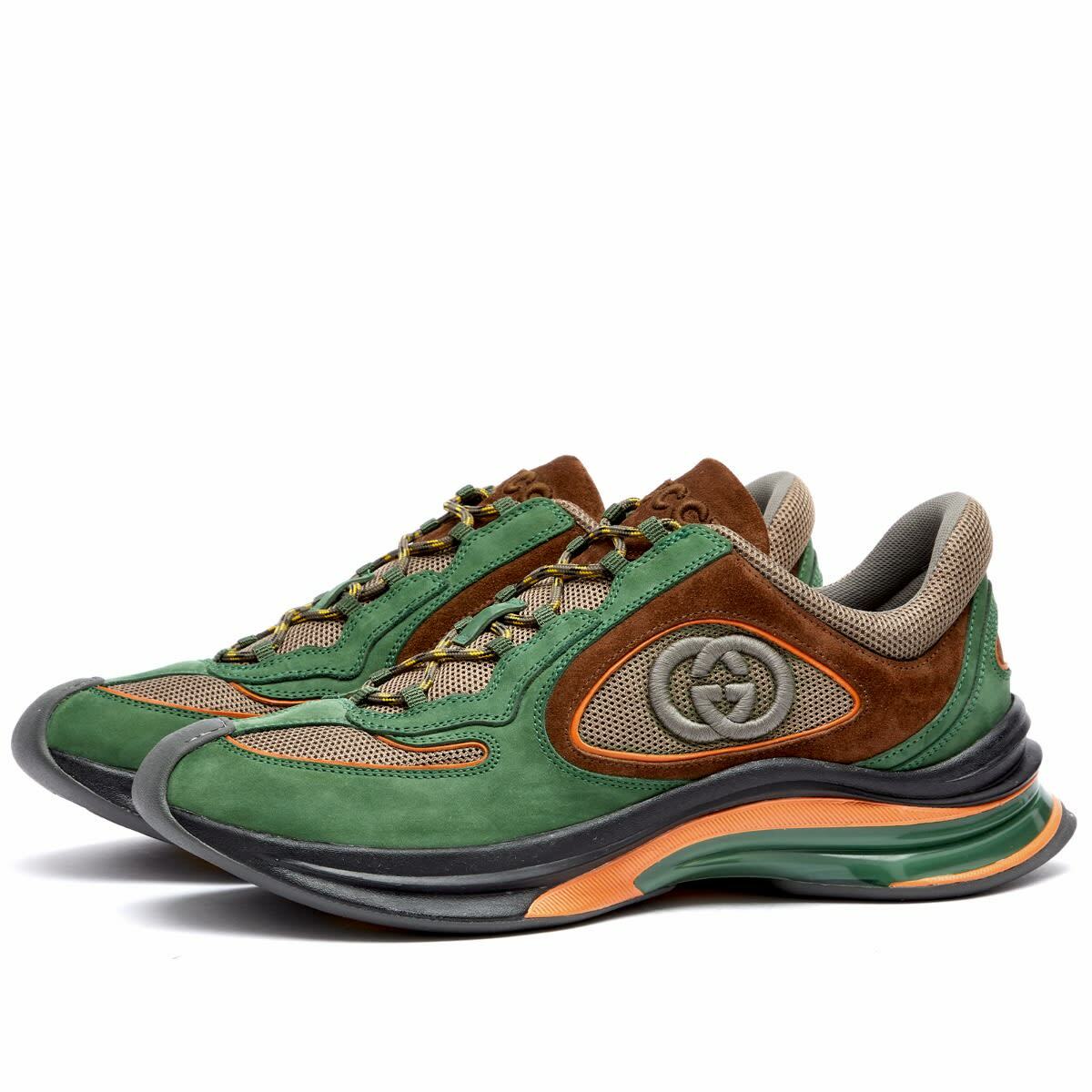 Gucci Men's Run Premium Sneakers in Green Gucci