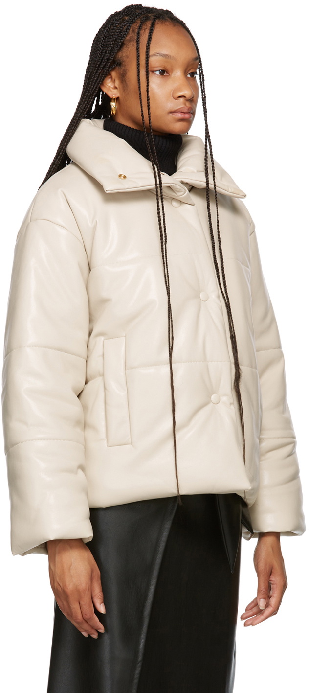 Nanushka Beige Hide Puffer Vegan Leather Jacket Nanushka