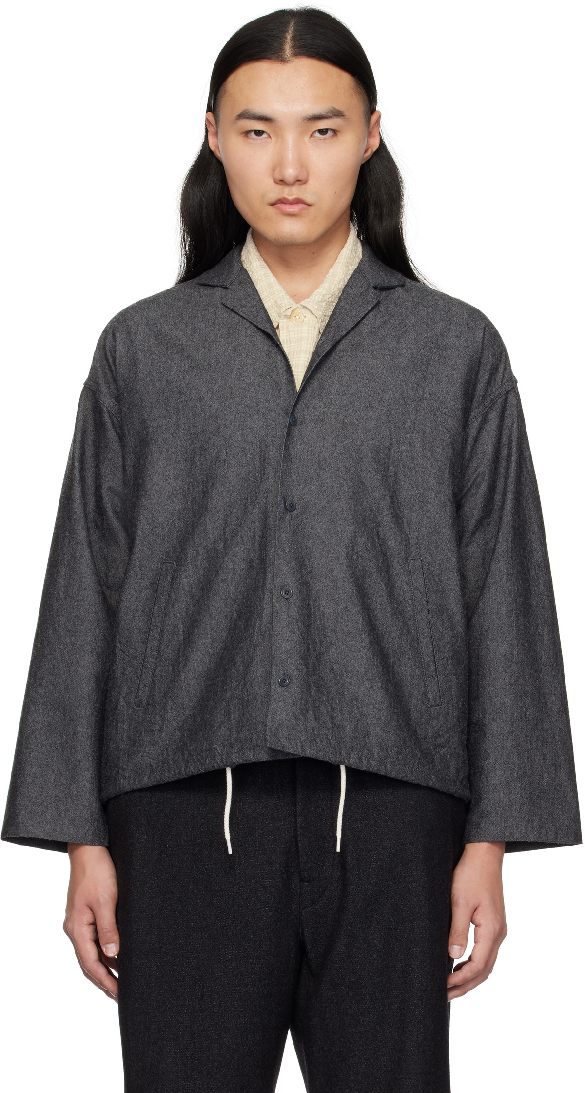 nanamica Gray Cotton Wool Deck Jacket Nanamica