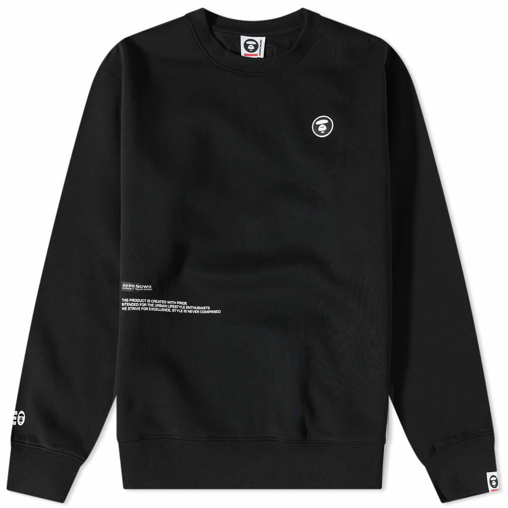 Men's AAPE AAPE Now Crew Sweat in Black AAPE by A Bathing Ape
