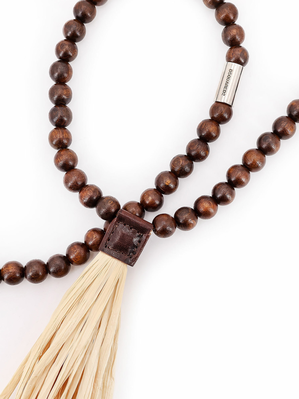 Dsquared2 Summer Lovers Necklace With Wood Beads And Rafia Tassel Dsquared2