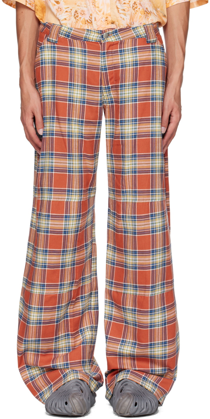Collina Strada Orange Check Trousers Collina Strada