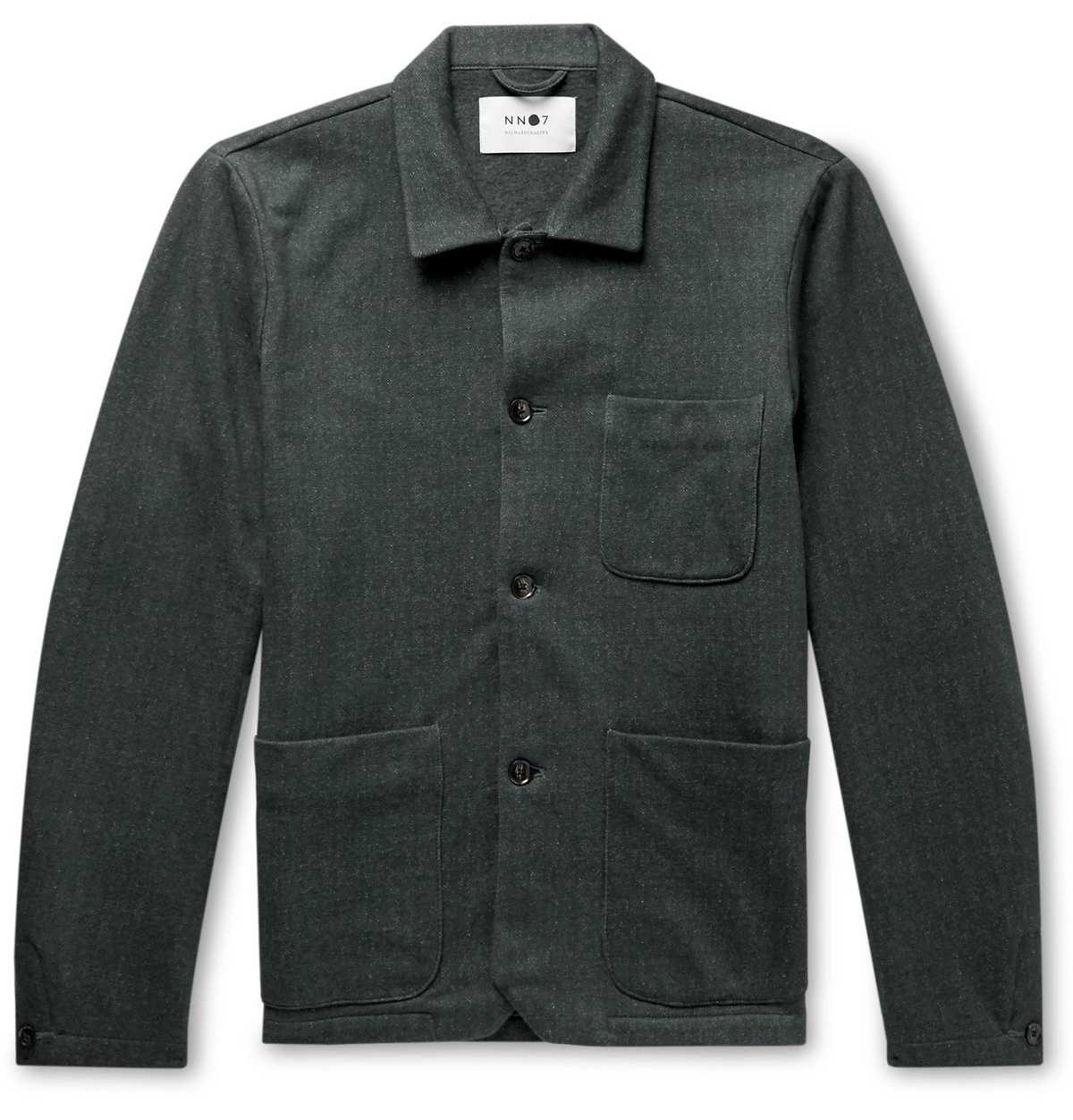 NN07 - Ben Herringbone Fleece-Back Cotton-Blend Jersey Jacket - Blue NN07