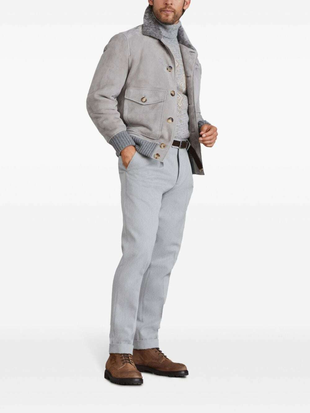 BRUNELLO CUCINELLI - Suede Shearling Jacket Brunello Cucinelli