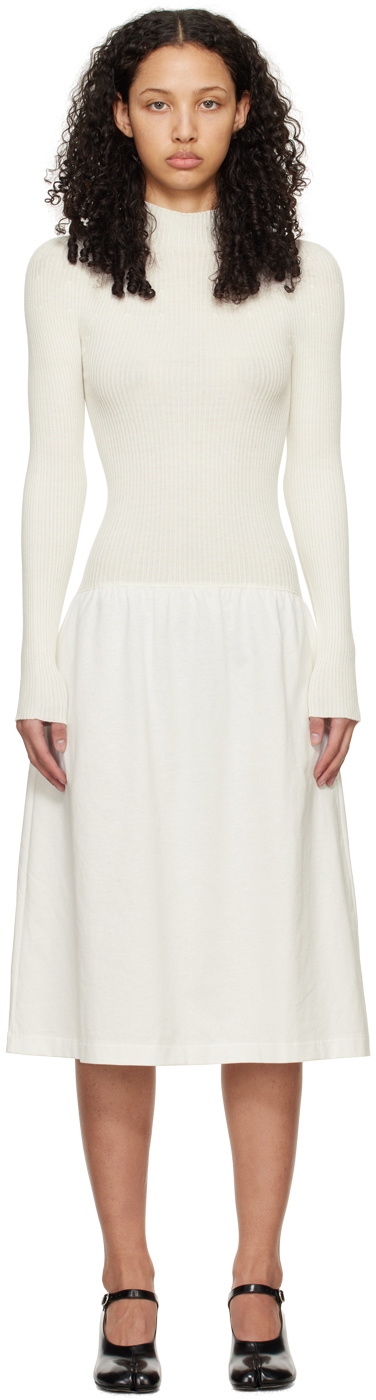 MM6 Maison Margiela White Paneled Midi Dress MM6 Maison Margiela