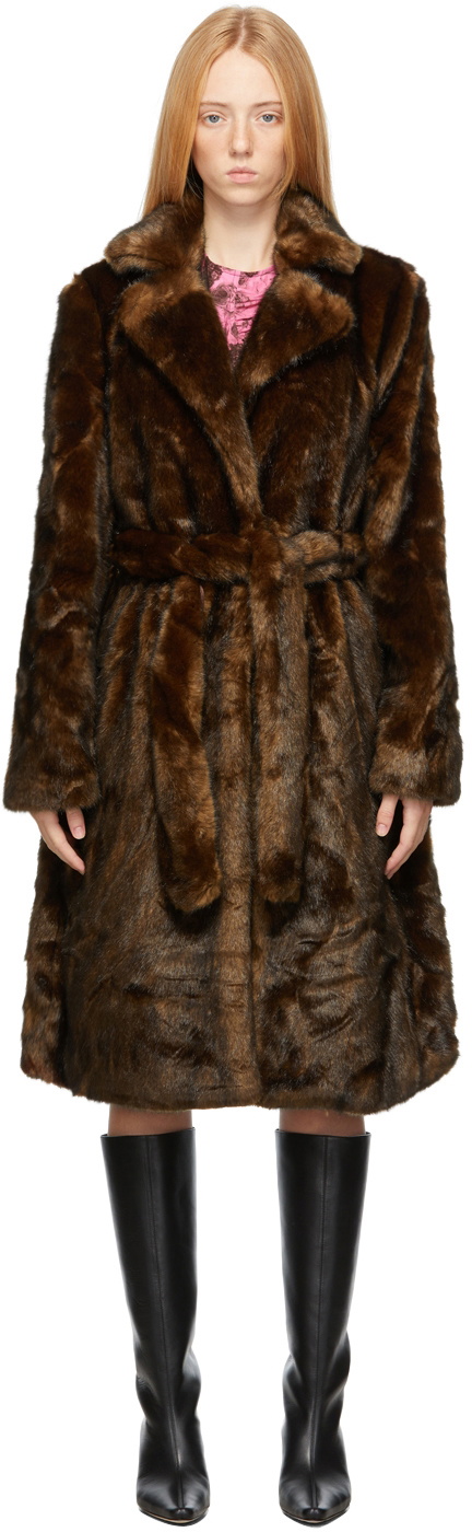 Sandy Liang Brown Faux-Fur Sienna Coat Sandy Liang