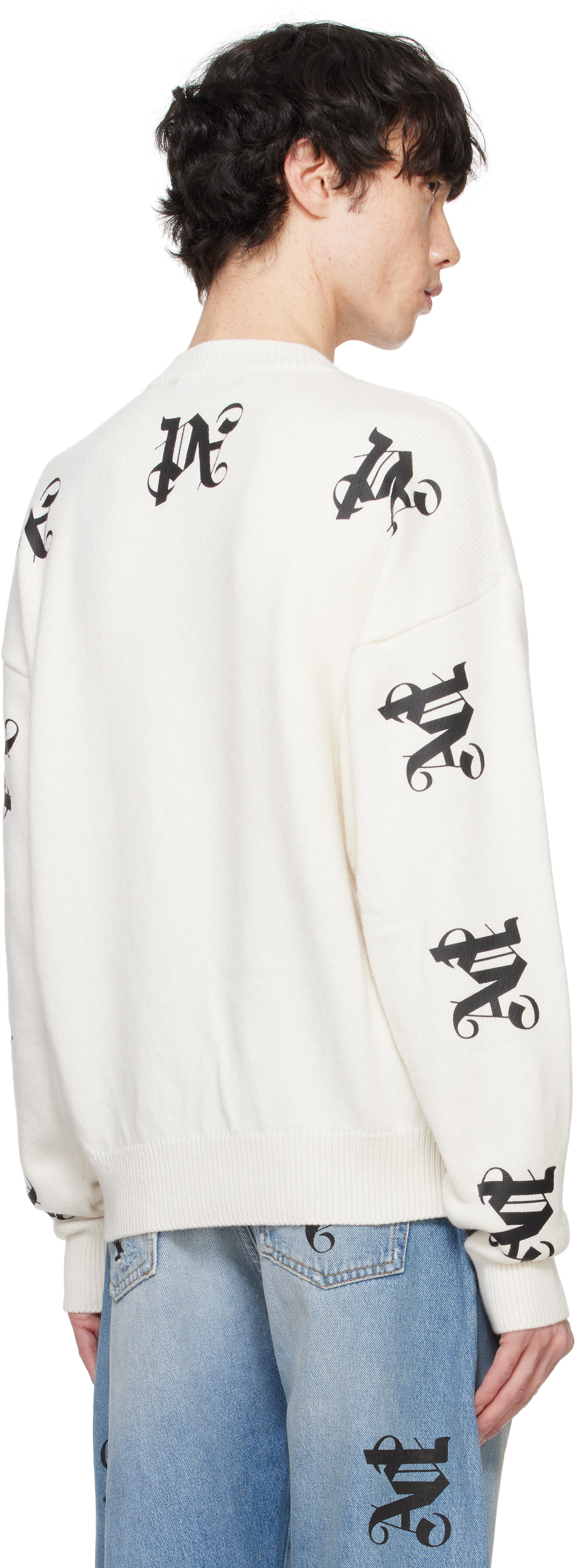 Palm Angels White Monogram Series Sweater Palm Angels