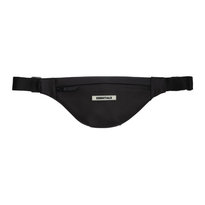 Essentials Black Coated Canvas Waist Bag Essentials