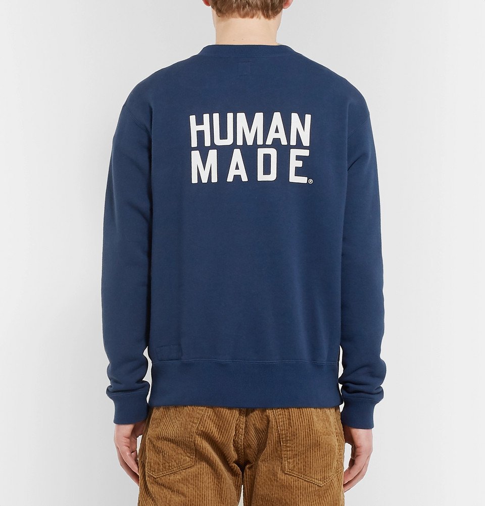 Human Made - Logo-Print Loopback Cotton-Jersey Sweatshirt - Navy Human Made