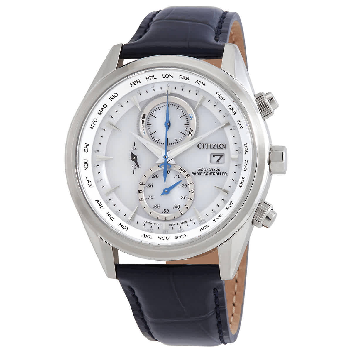 Citizen Eco-Drive Perpetual Alarm World Time Chronograph GMT White Dial ...