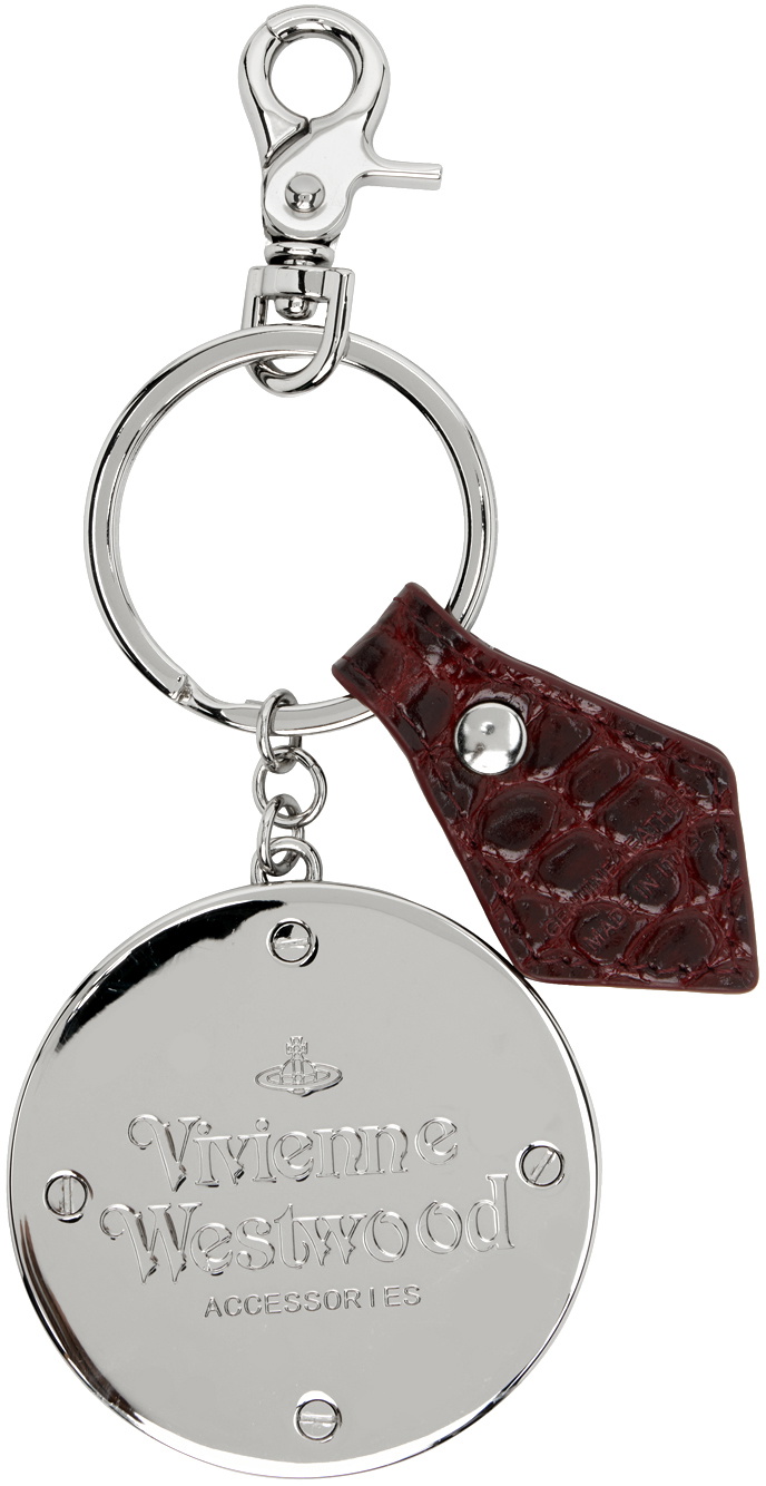 Vivienne Westwood Burgundy & Silver Orb Keychain Vivienne Westwood