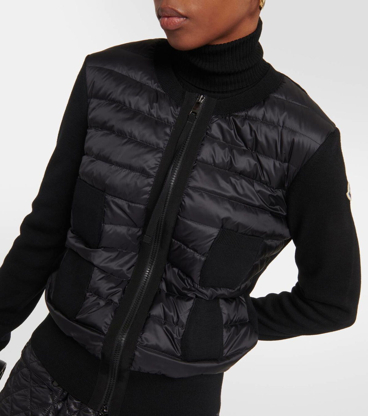 Moncler Wool and leather-trimmed puffer jacket Moncler