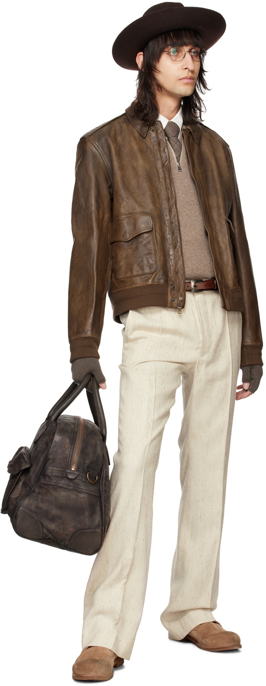 Ralph Lauren Purple Label Brown Ridley Leather Bomber Jacket Ralph ...