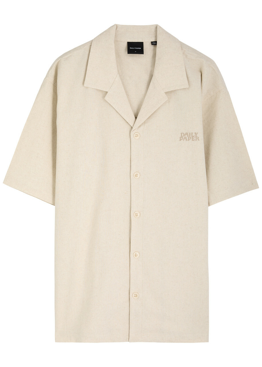 Daily Paper Logo-embroidered Woven Shirt Beige Daily Paper