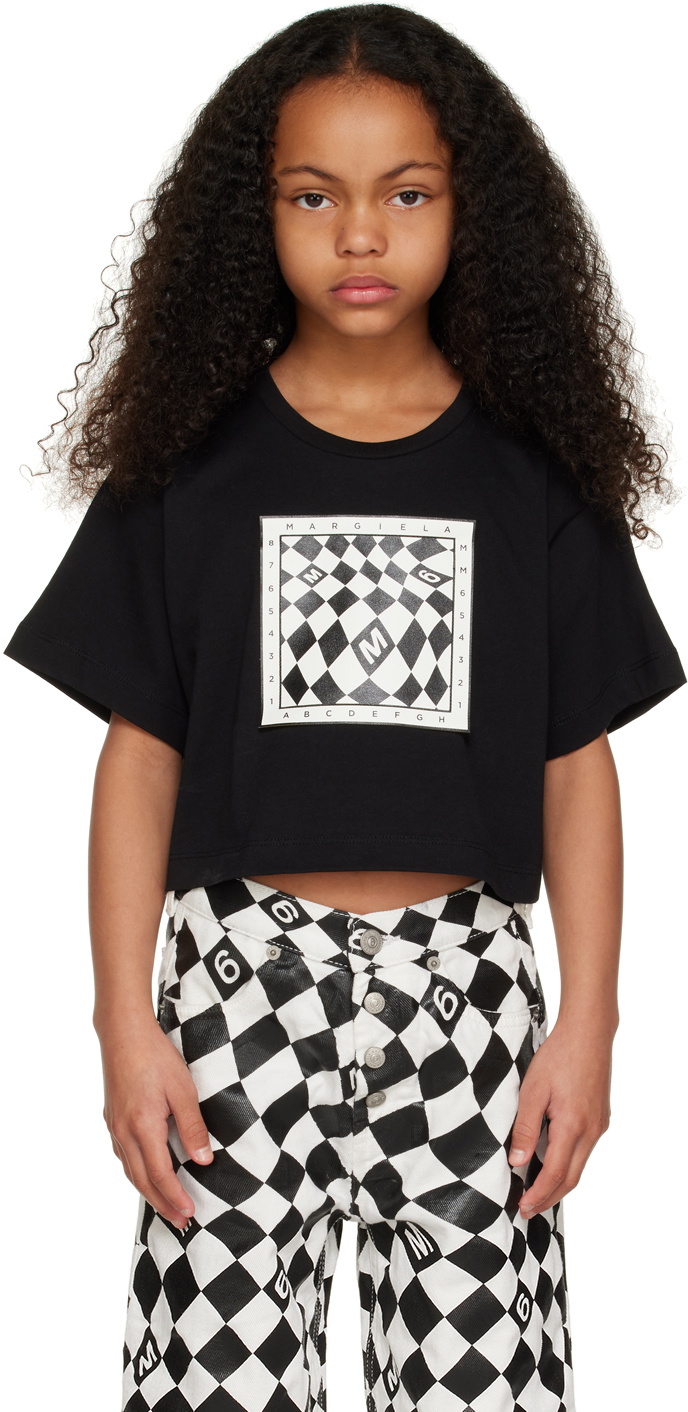 MM6 Maison Margiela Kids Black Patch T-Shirt MM6 Maison Margiela