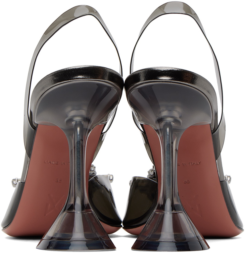 Amina Muaddi Gray Begum Glass Slingback Heels Amina Muaddi
