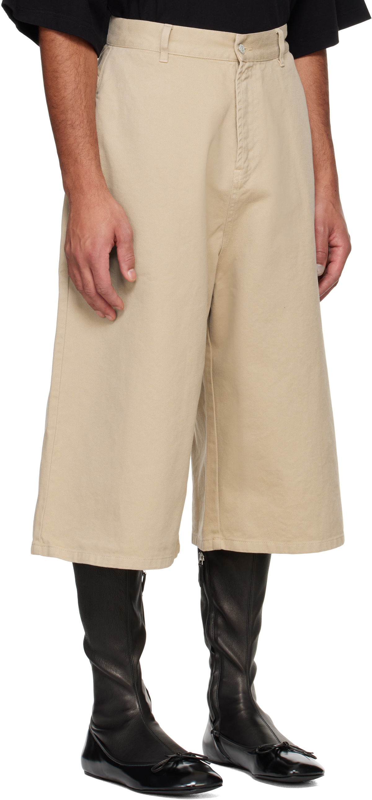 ABRA Beige Maxi Denim Shorts ABRA