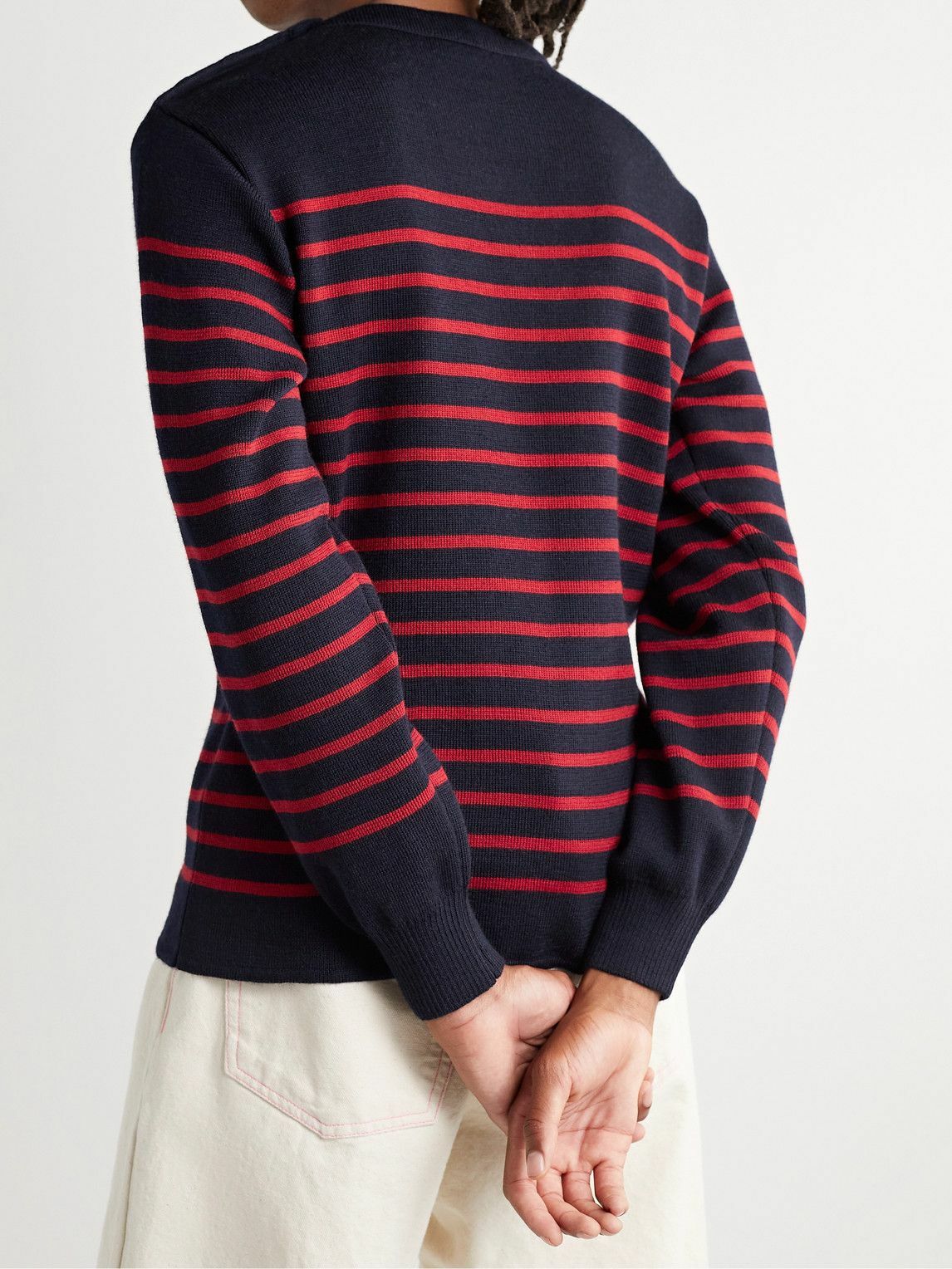 Armor Lux - Molène Logo-Appliquéd Striped Wool Sweater - Blue Armor Lux