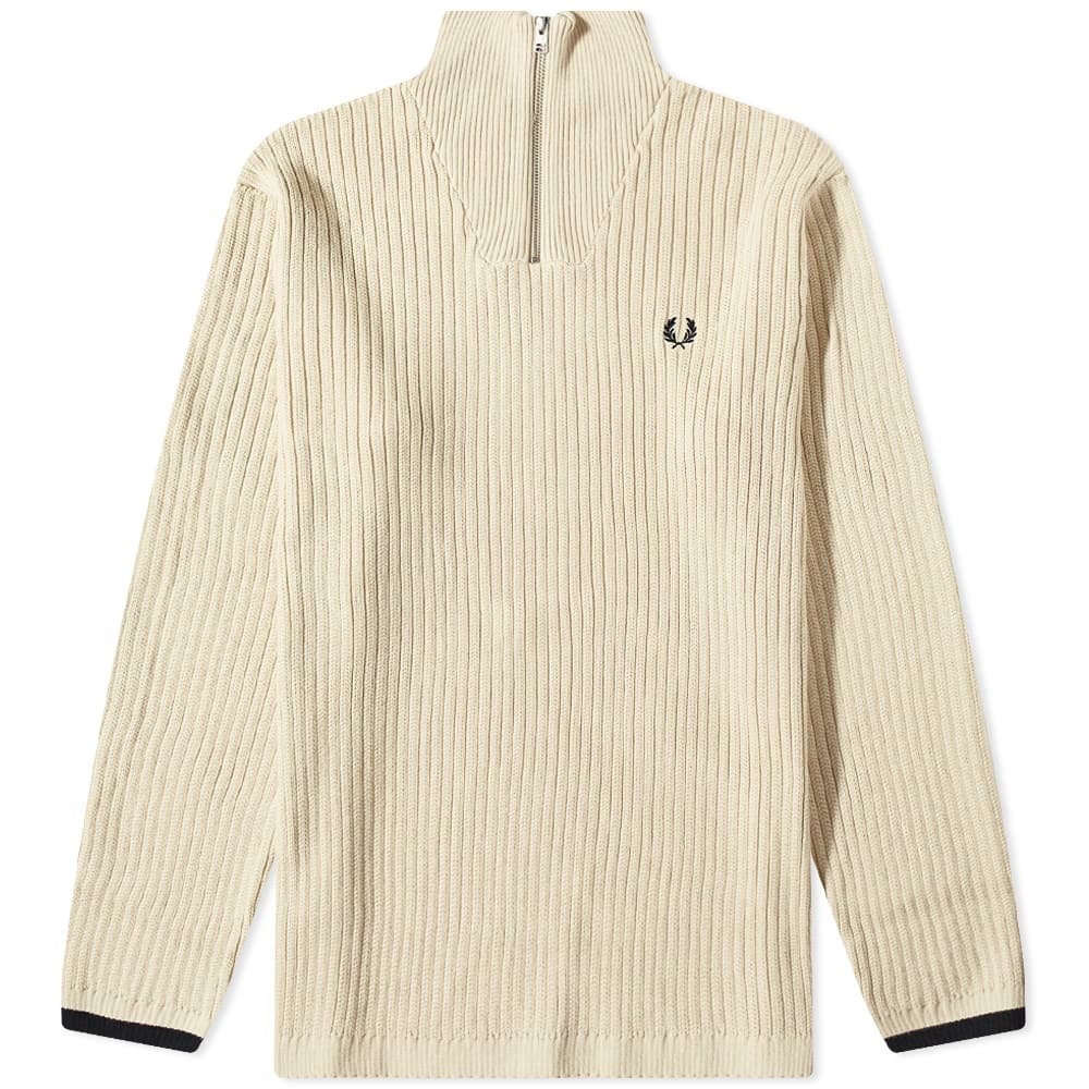 Fred Perry Authentic Men's Textured Funnel Neck Jumper in Oatmeal Fred ...