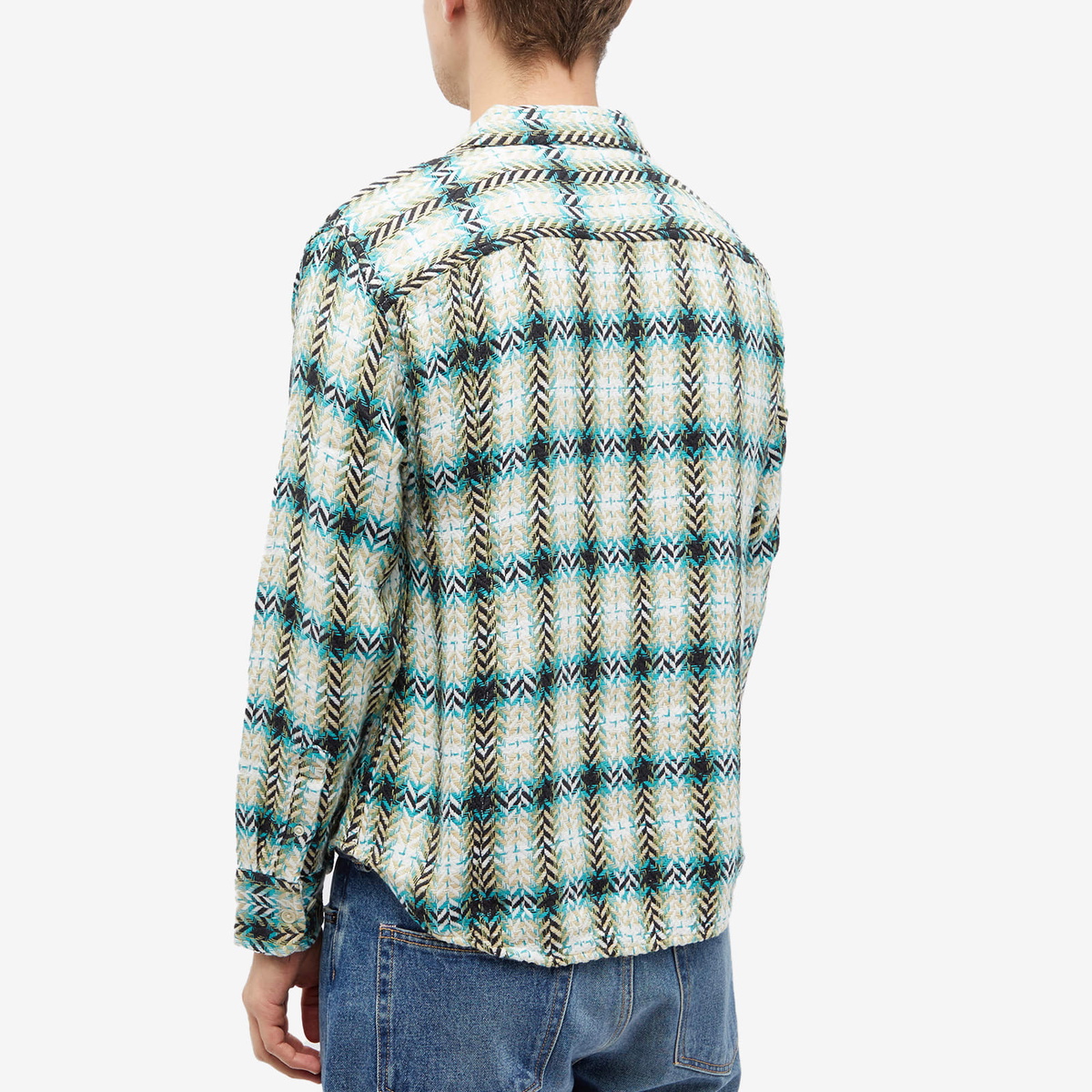 Corridor Men's Yeti Acid Plaid Shirt in White/Blue Corridor