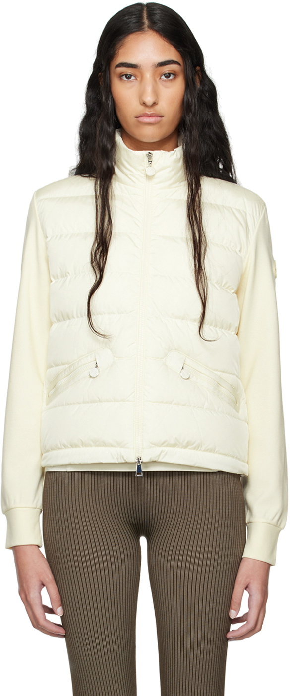 Moncler Off-White Paneled Down Cardigan Moncler