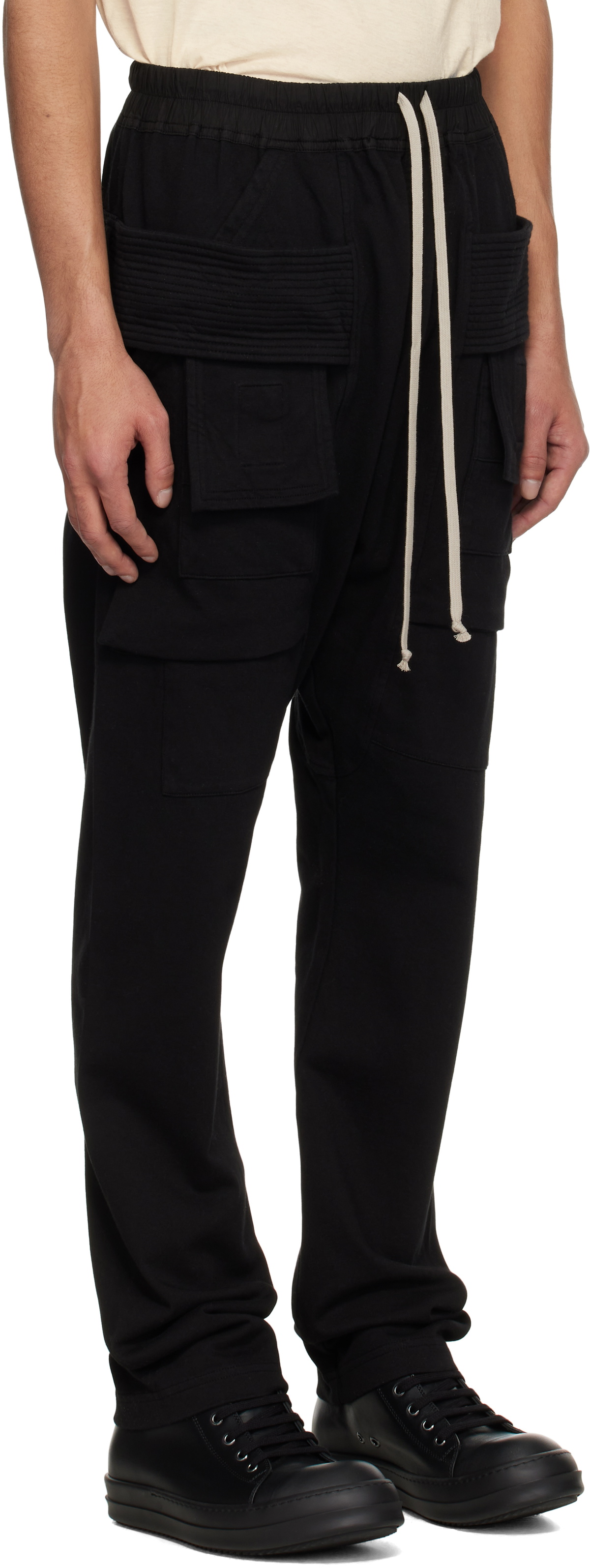 Rick Owens DRKSHDW Black Hollywood Creatch Cargo Drawstring Pants Rick ...