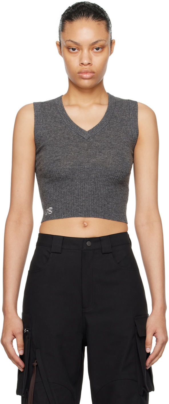 Fax Copy Express Gray Cropped Vest Fax Copy Express