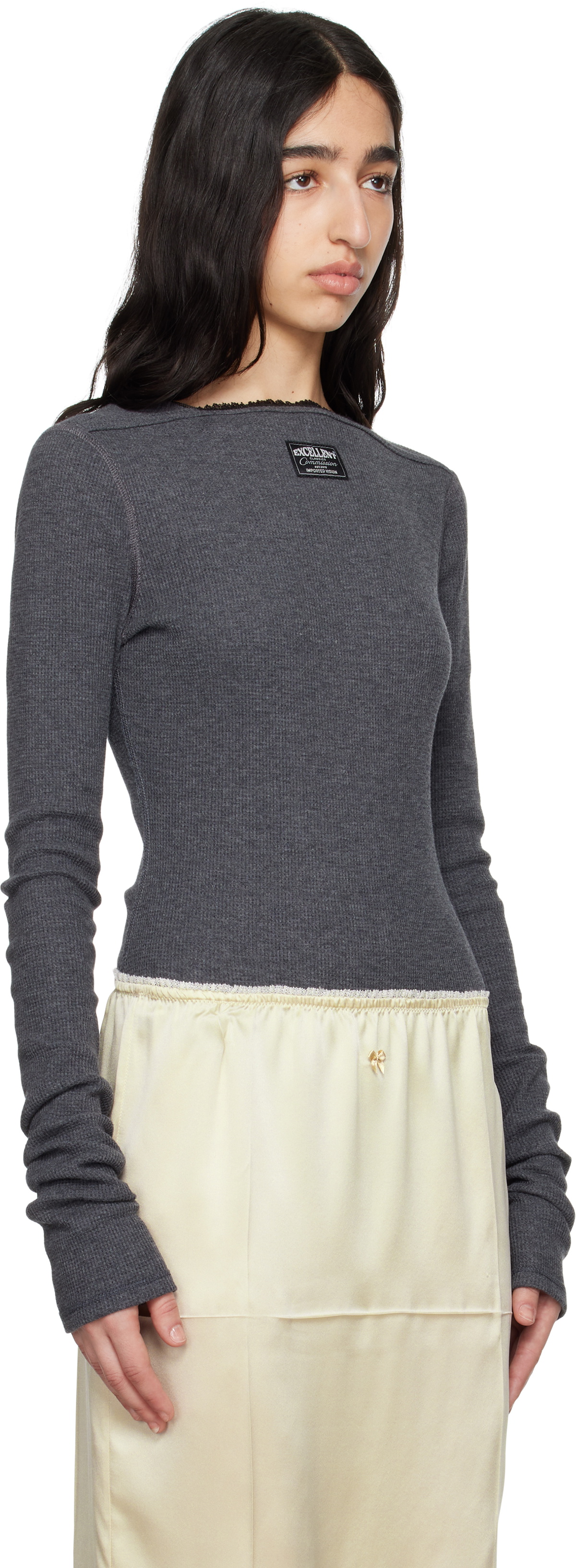 Commission Gray Reversed Henley Bodysuit Commission