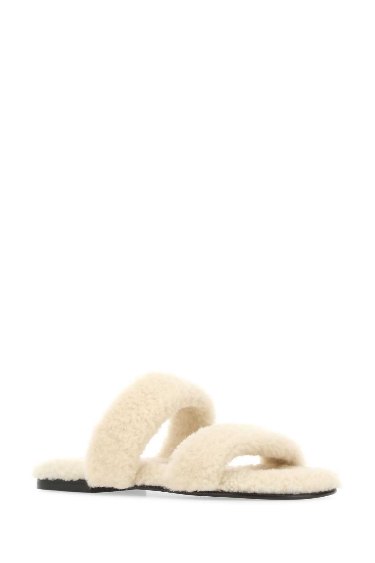 Saint Laurent Ivory Shearling Bleach Slippers Saint Laurent