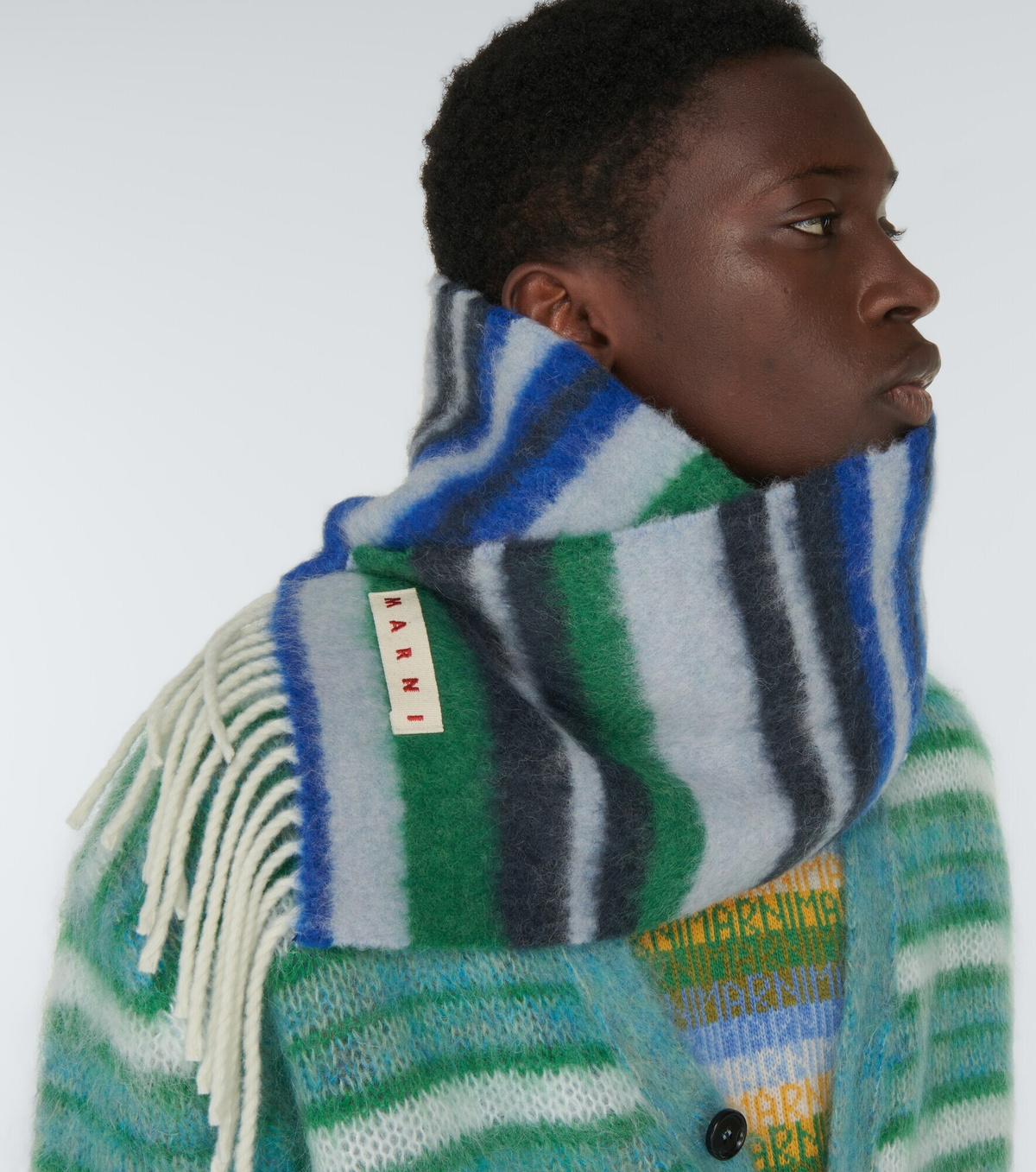 Marni - Striped wool and alpaca blend scarf Marni